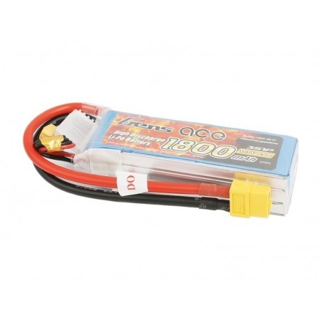 Batteries de propulsion avions RC - Batterie Gens ace lipo 3S 11.1V 1800mAh 40C prise XT60 ...