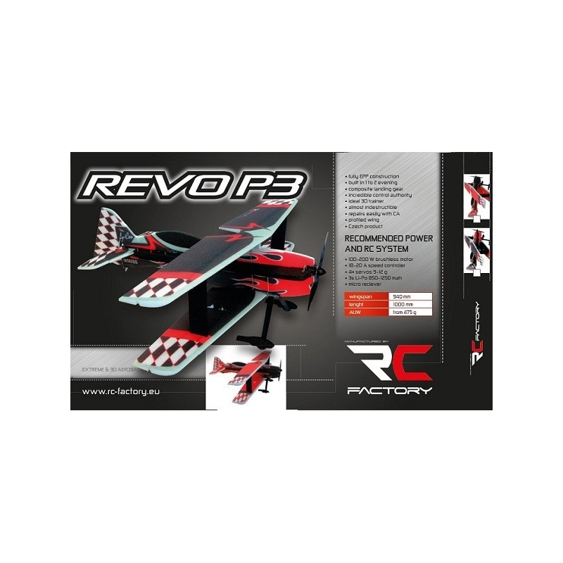 RC Aerobatic Aircraft - RC Factory Revo P3 black approx.0.94m - FLASH RC
