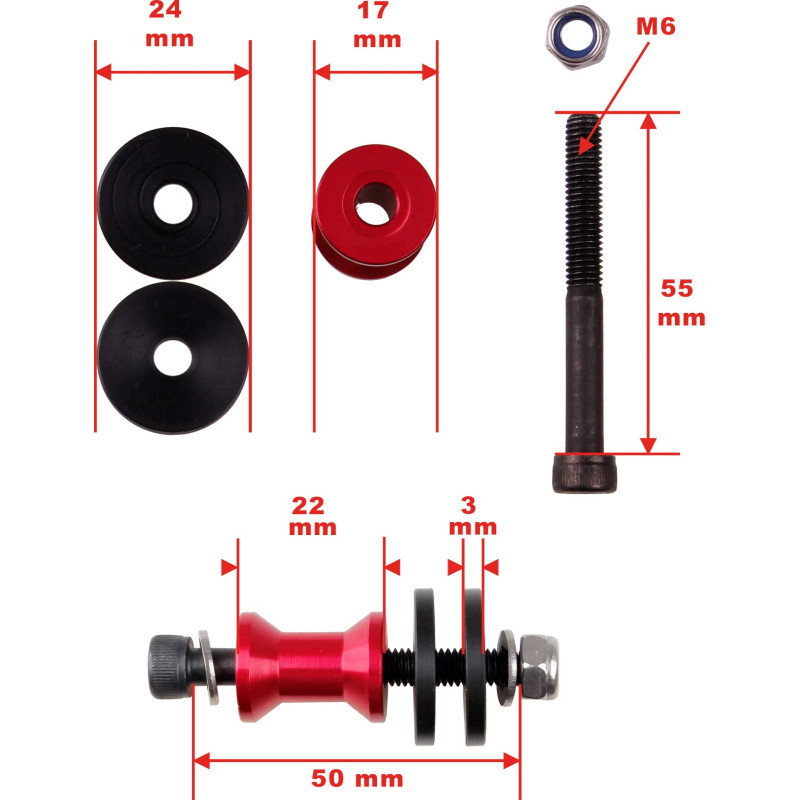 Adjustable motor column 22-28mm 100-120cc M6 4pcs