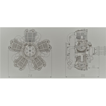 Gasoline engine 4-stroke GF150 R5 150cc radial 5 cylinders - NGH