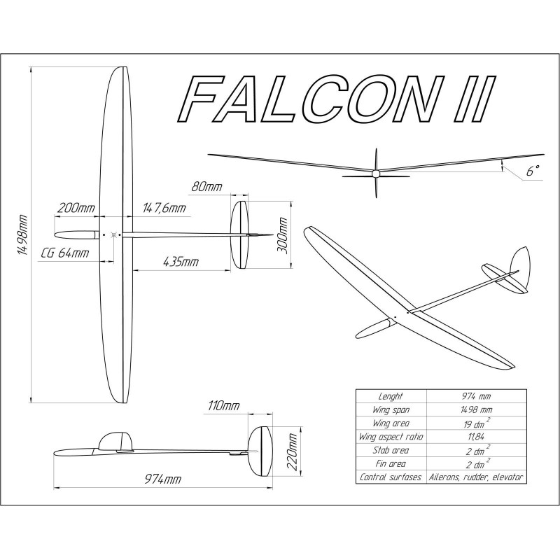 RC glider -F3K Falcon Strong V2 Violet / Blue High Quality - FLASH RC