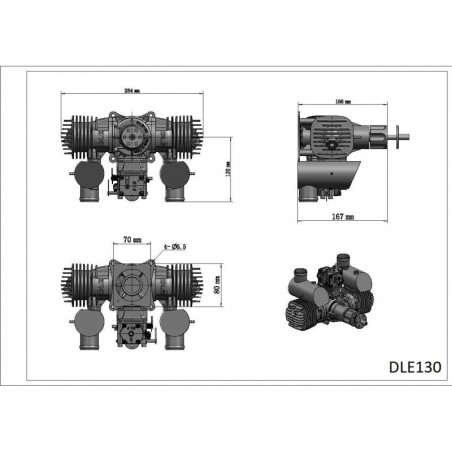Gasoline engines - 2 stroke gasoline engine DLE-130 - Dle Engines ...