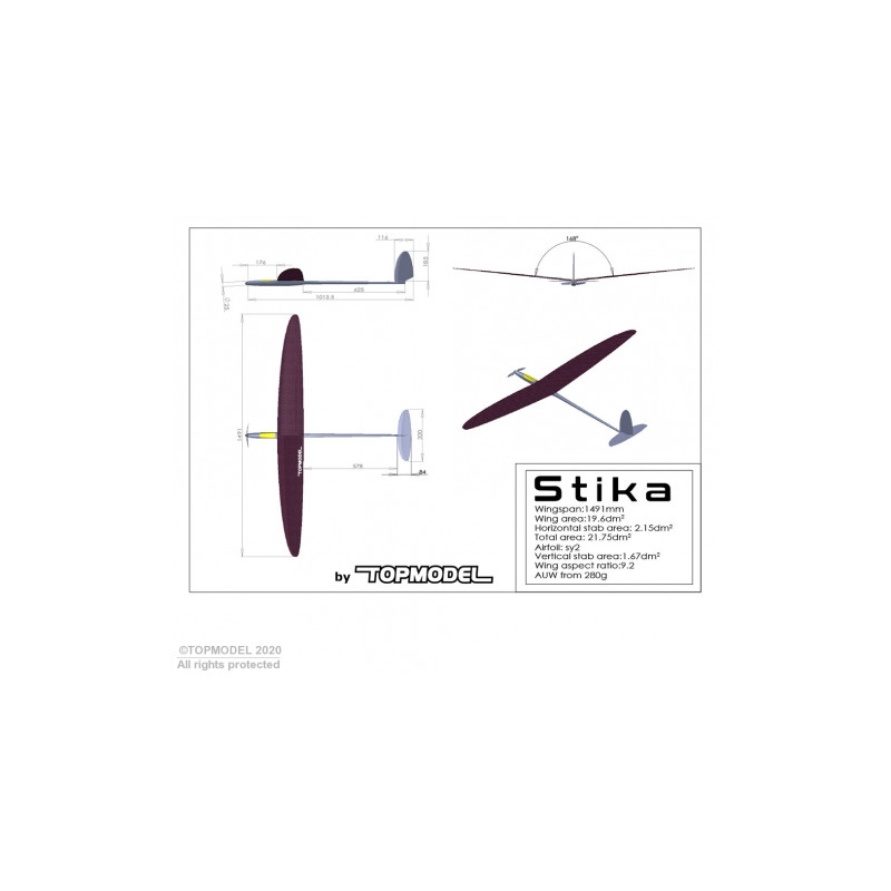 Stika -1- F5K env.1.49m PNP All Carbon TOPMODEL - Vert