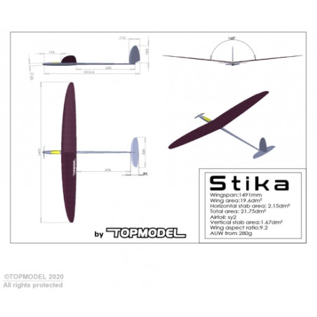 Stika -1- F5K env.1.49m PNP All Carbon TOPMODEL - Rouge