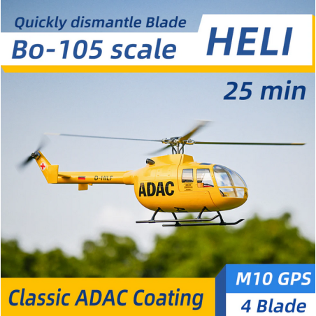 Flywing BO-105 - ADAC - GPS - RC helicopter Size 450L Yellow - RTF
