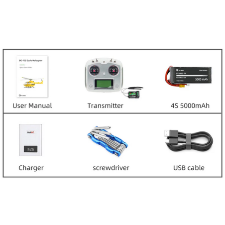 Flywing BO-105 - ADAC - GPS - RC Helikopter Größe 450L Gelb - RTF