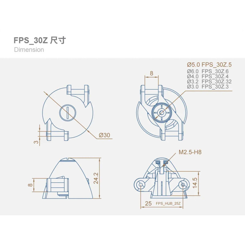 DUALSKY Typ Z Konus ø 30mm Motorwelle 4,0mm für FaltpropellerFPS_30Z.4