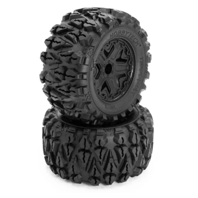 TERRAMAX black rim mounted tires 140/73 Hex.12mm