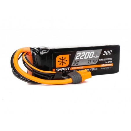 Batteries de propulsion avions RC - Batterie Smart Lipo 3S 11.1V 2200mAh 30C IC3 Spektrum - FLASH RC