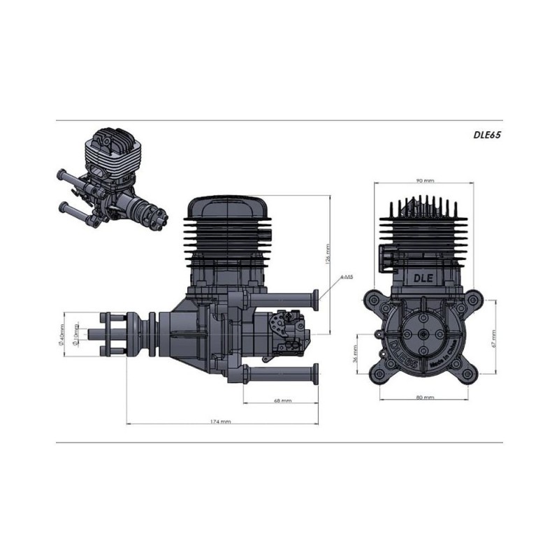Gasoline engines - 2 stroke gasoline engine DLE-65 - Dle Engines - FLASH RC