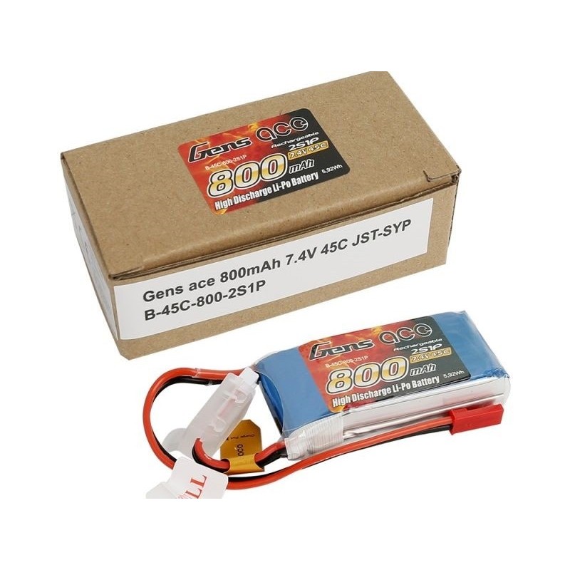 RC aircraft propulsion batteries - Battery Gen ace lipo 2S 7.4V 800mAh ...