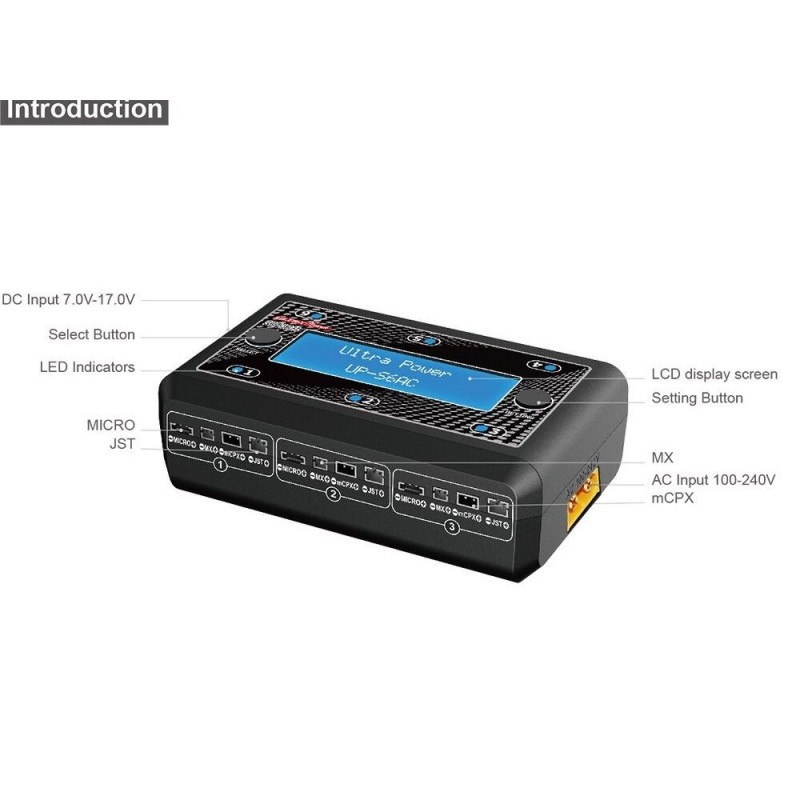 Chargers - UP-S6AC 6x1S LiPo/LiHV Charger 6x4.35W/1A AC/DC Ultra Power ...