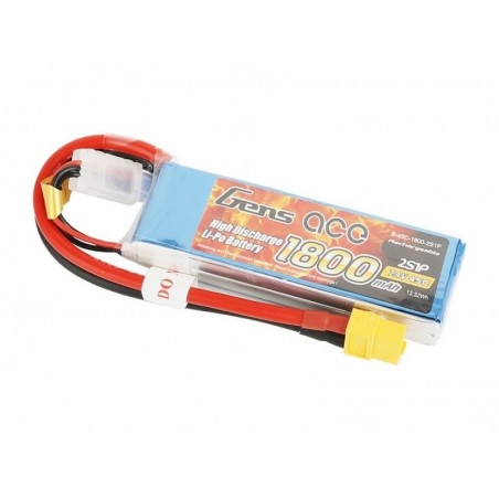RC aircraft propulsion batteries - Gens ace lipo 2S 7.4V 1800mAh 45C socket XT60 - FLASH RC
