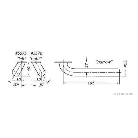 Exhaust pipes/flanges - Narrow angled exhaust pipe DA60 Toni Clark ...